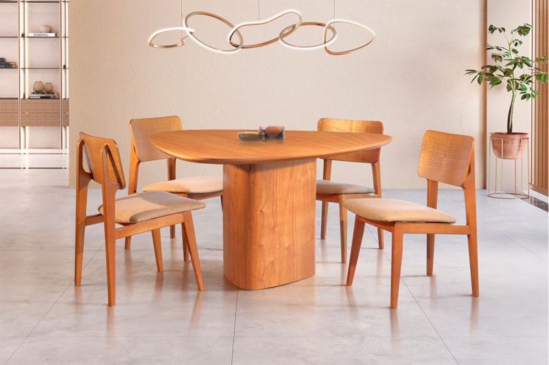 Mesa Triangular Odete em Madeira Maciça e Tampo MDF | Me and Home